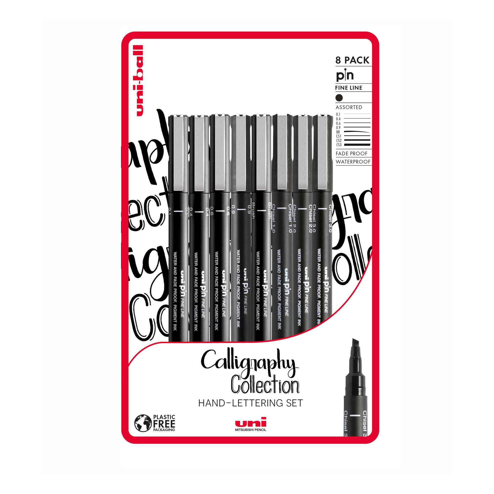 Uni-ball PIN Calligraphy Collection Hand Lettering 8 Pack | Hobbycraft