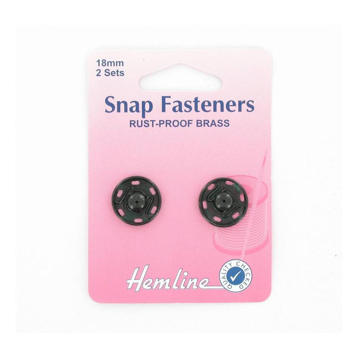 Hemline Black Snap Fasteners 18mm 2 Pack | Hobbycraft
