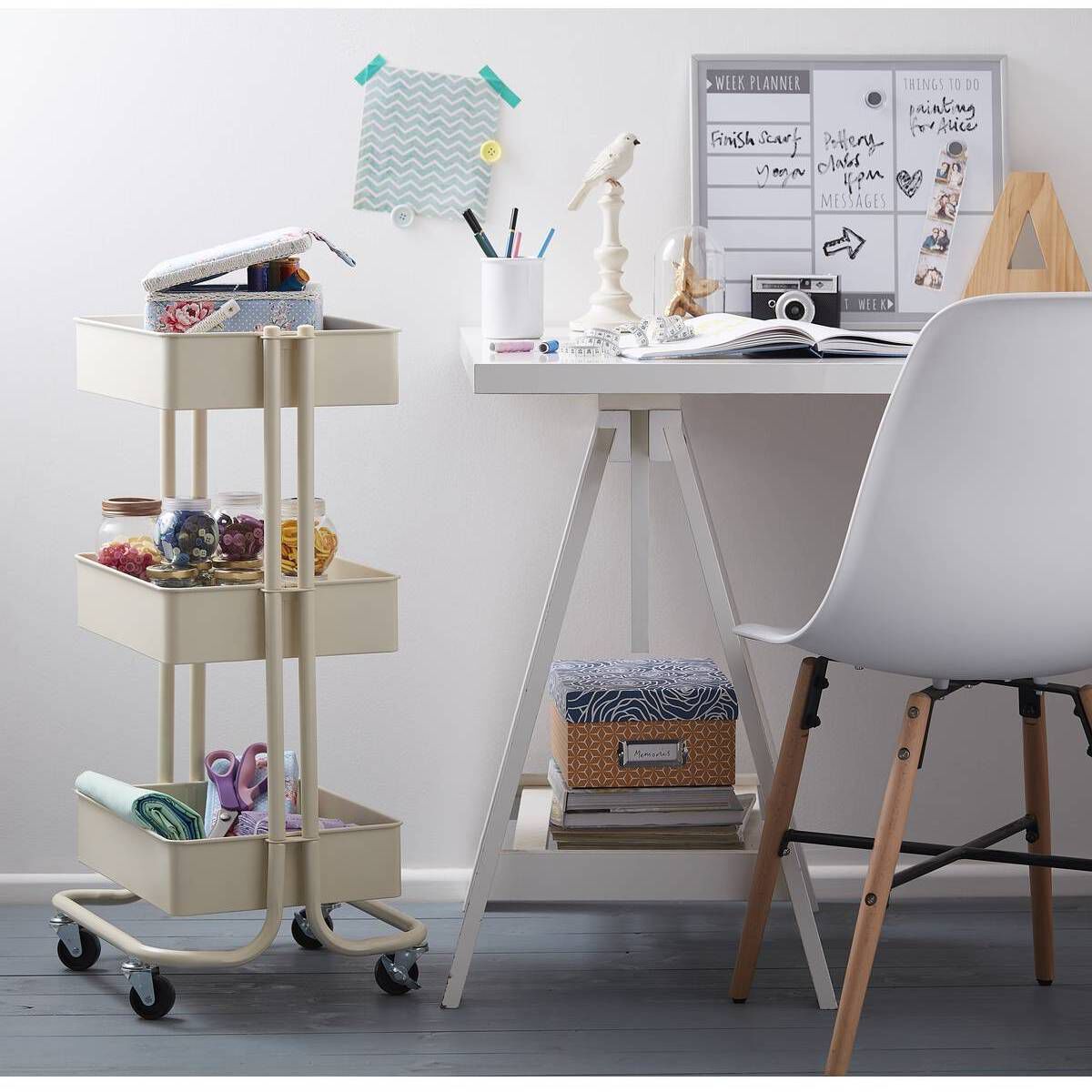 Vanilla Three Tier Storage Trolley | Hobbycraft