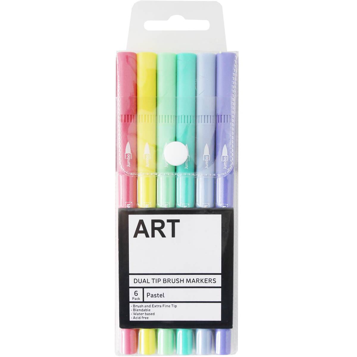 Pastel Dual Tip Brush Markers 6 Pack | Hobbycraft