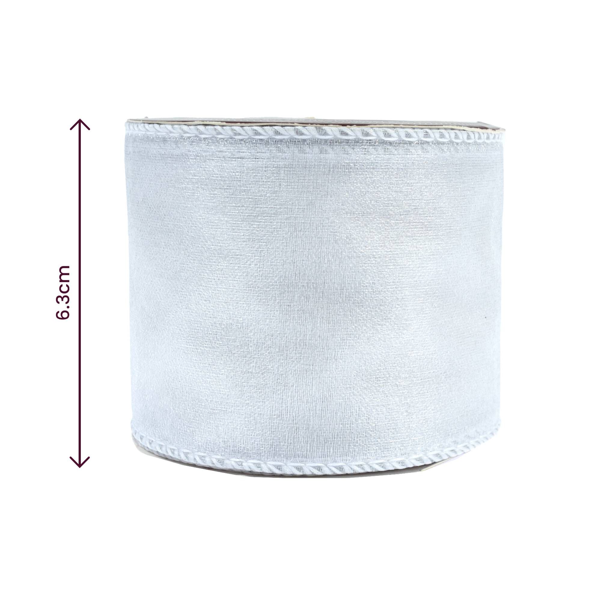 White Wire Edge Organza Ribbon 63mm x 3m | Hobbycraft