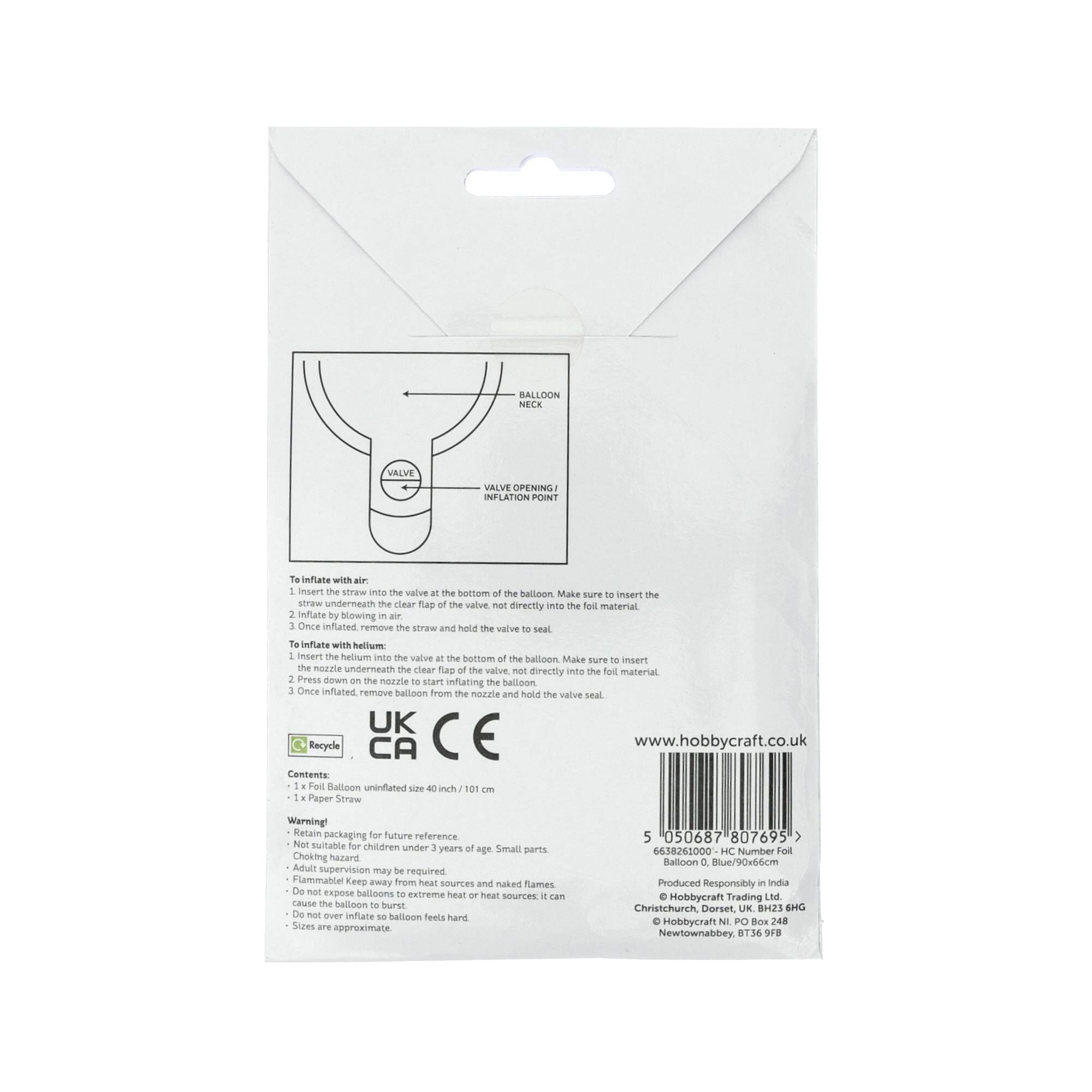 Extra Large Blue Foil Number 0 Balloon | Hobbycraft