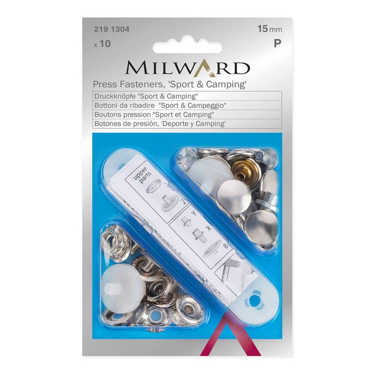 Milward Silver Sport and Camping Press Fasteners 15mm 10 Pack | Hobbycraft