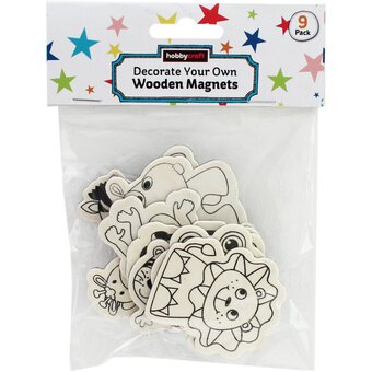 Decorate Your Own Animal Wooden Magnets 9 Pack | Hobbycraft