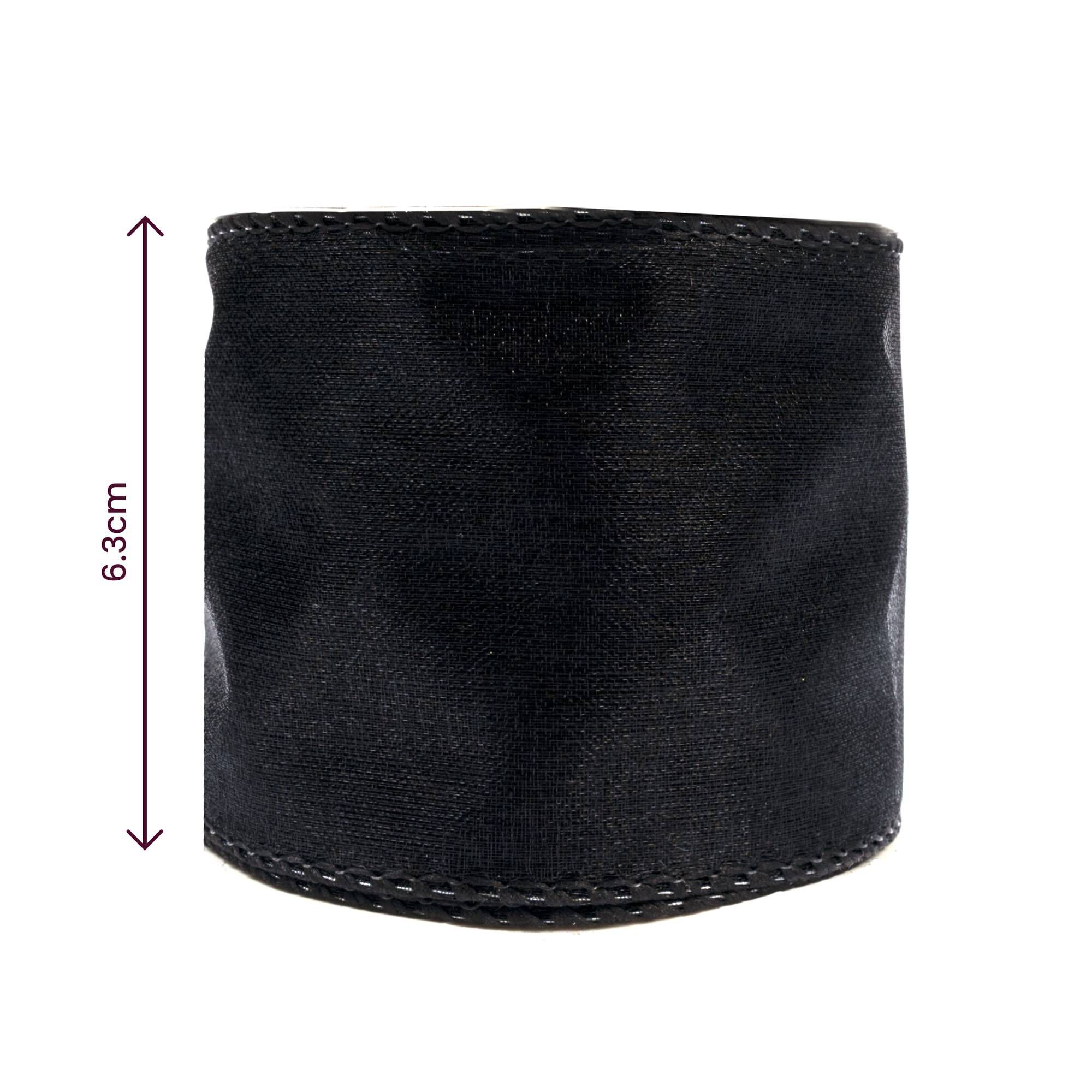 Black Wire Edge Organza Ribbon 63mm x 3m | Hobbycraft