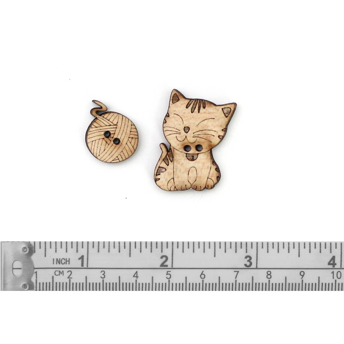 Trimits Wooden Cat Buttons 6 Pieces | Hobbycraft