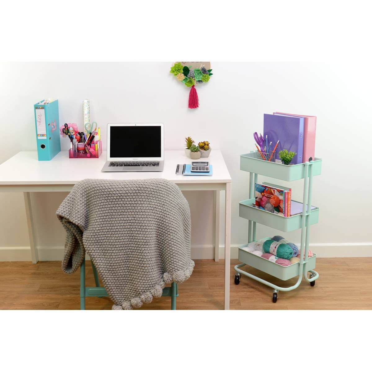 Mint Green Three Tier Storage Trolley | Hobbycraft