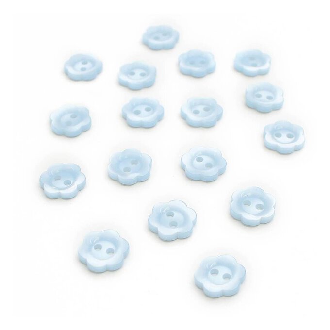 Hemline Sky Blue Basic Flower Button 17 Pack | Hobbycraft