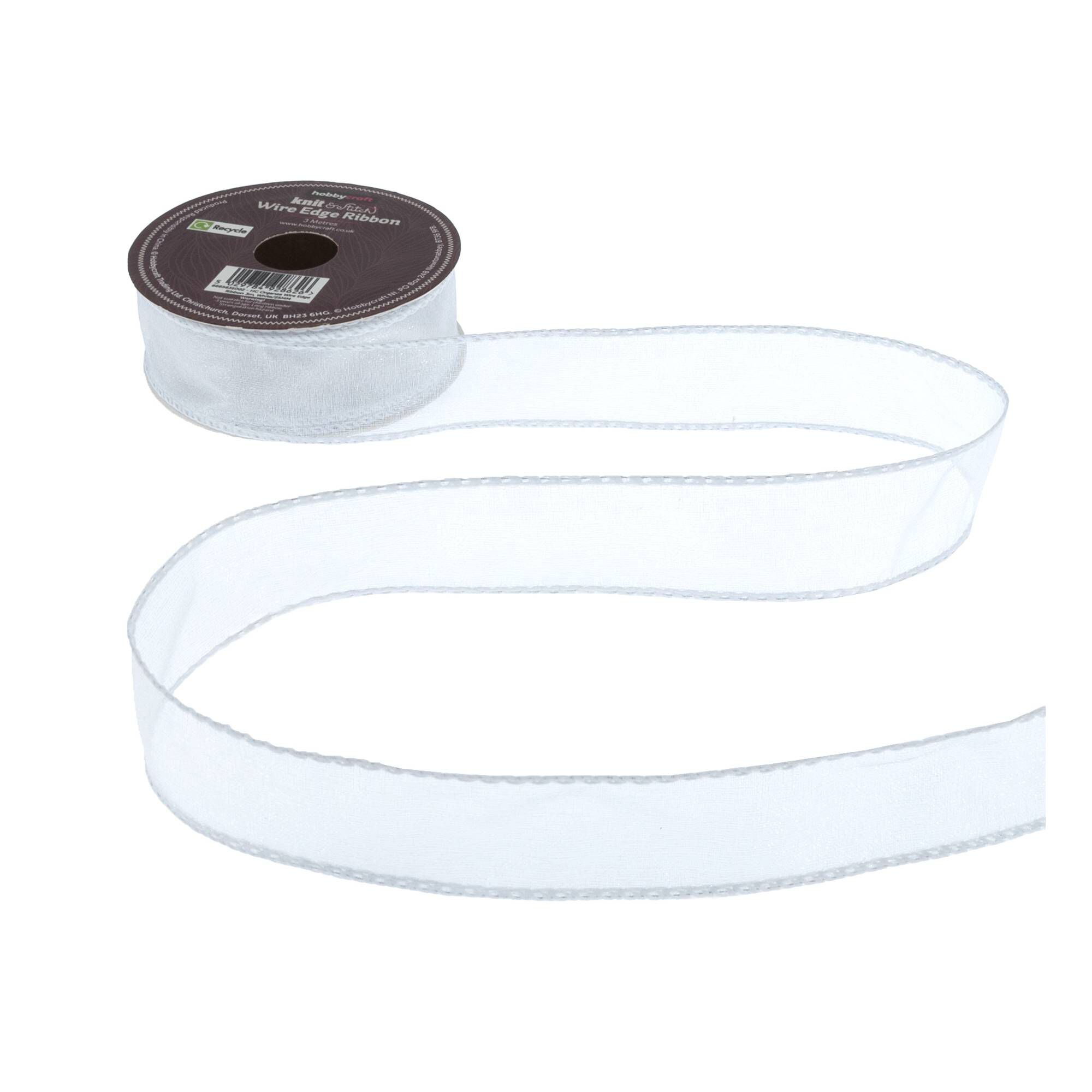 White Wire Edge Organza Ribbon 25mm x 3m | Hobbycraft