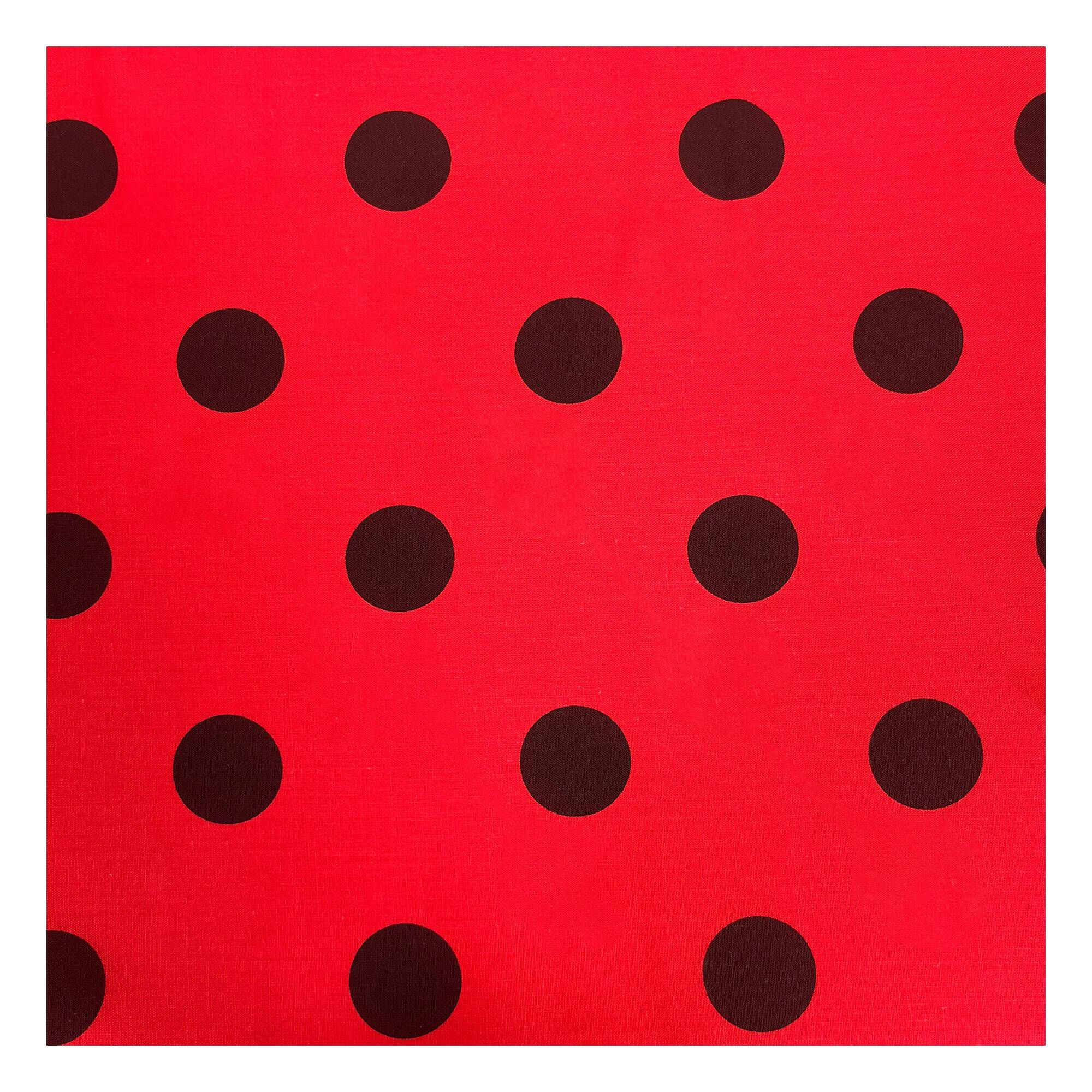 Black and Red Spotty Polycotton Fabric by the Metre | Hobbycraft