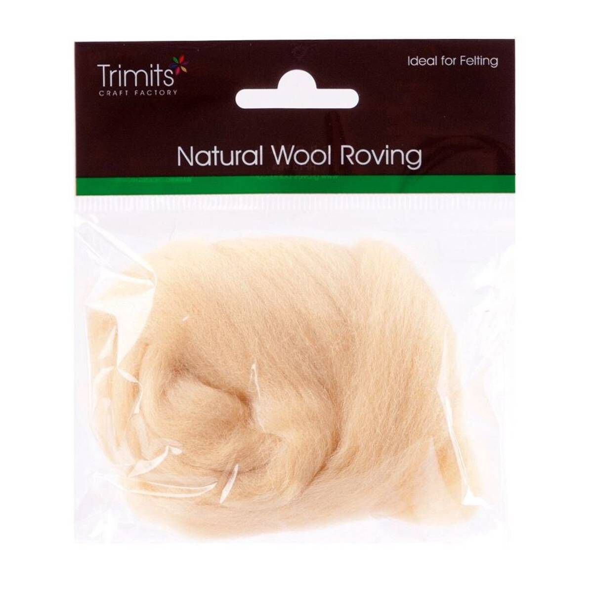 Trimits Cream Natural Wool Roving 10g | Hobbycraft