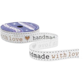 Gold Handmade with Love Satin Ribbon 12mm x 4m | Hobbycraft