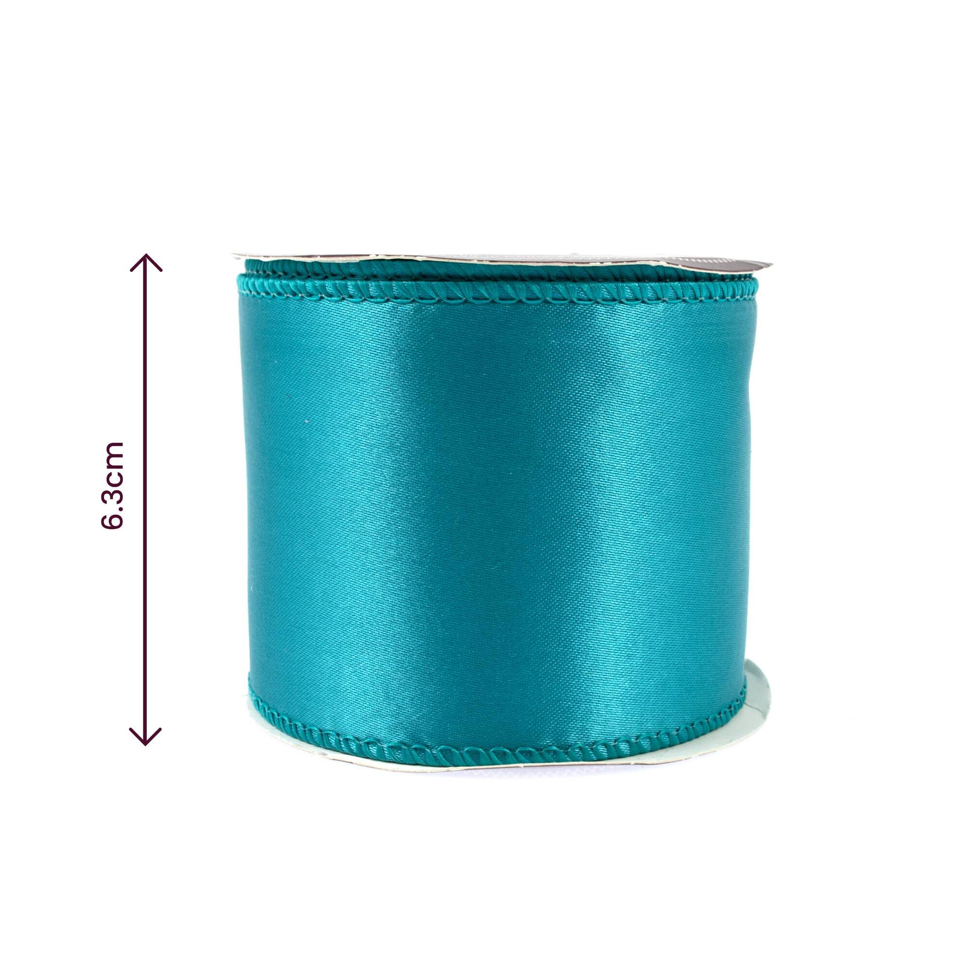 Teal Wire Edge Satin Ribbon 63mm x 3m | Hobbycraft