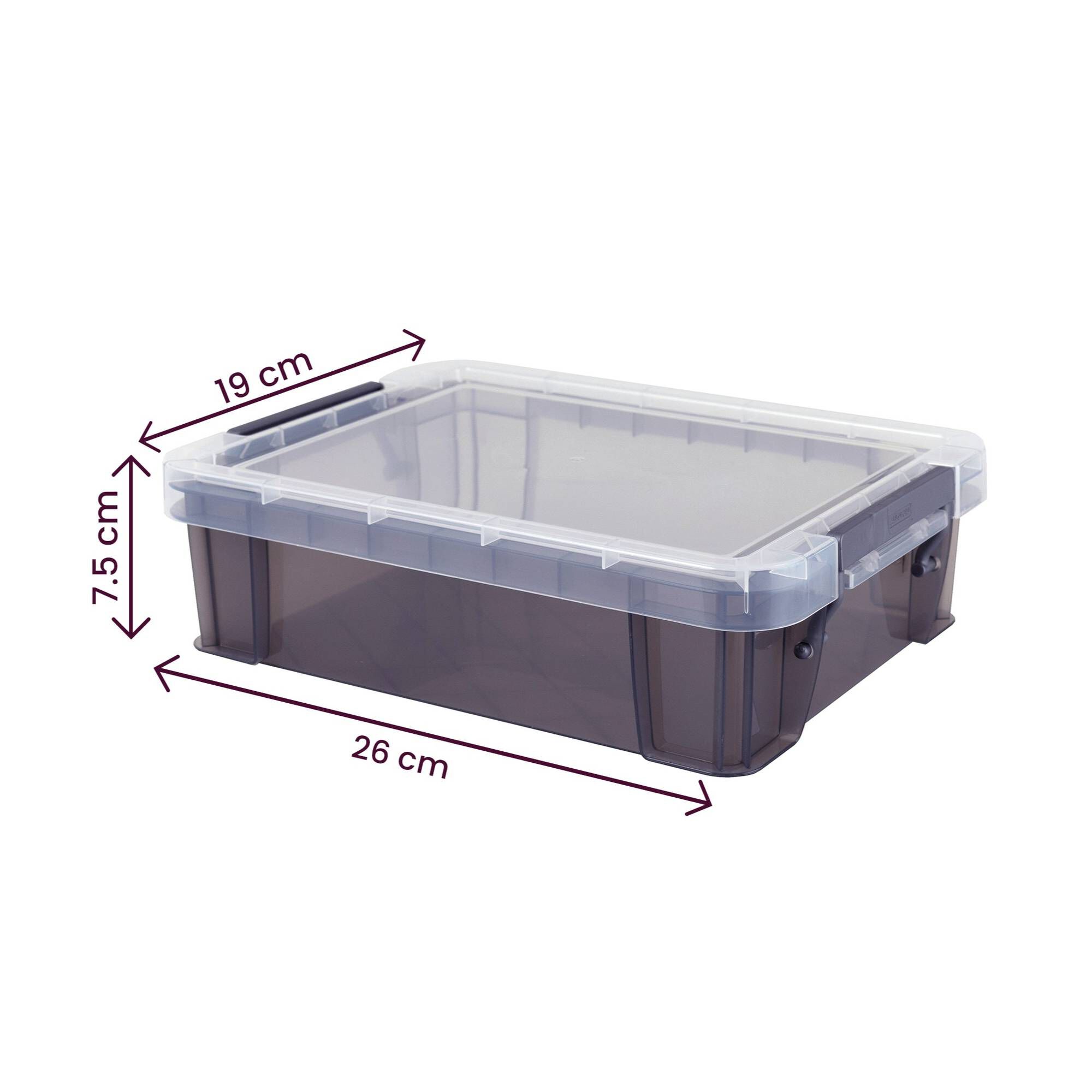 Whitefurze Allstore 2.3 Litre Transparent Grey Storage Box | Hobbycraft