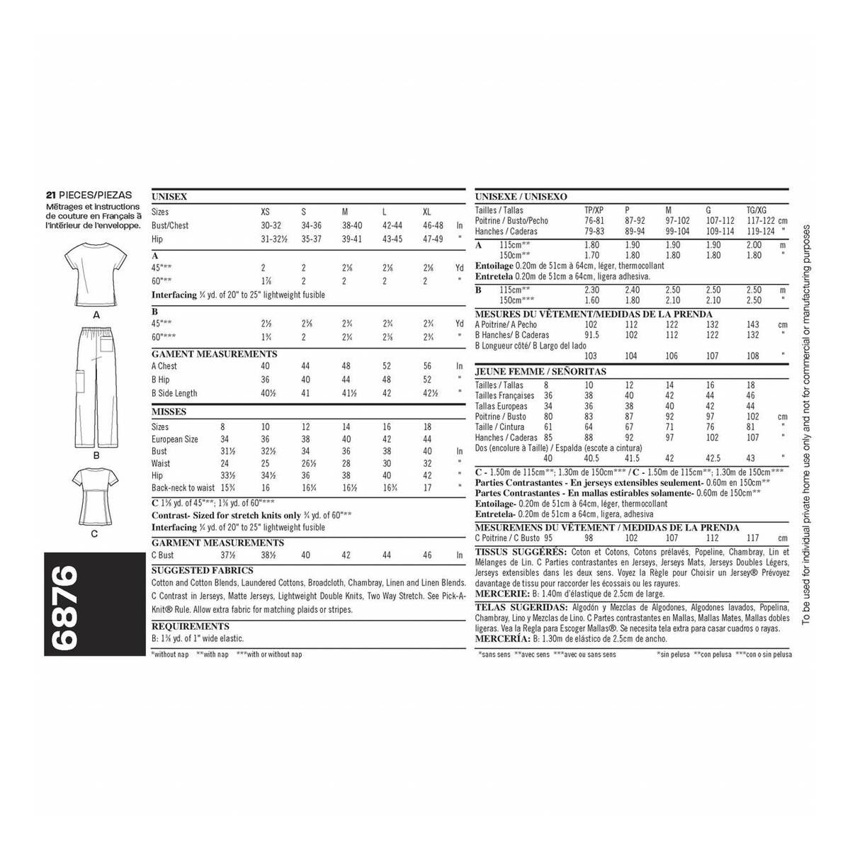 New Look Unisex Scrubs Sewing Pattern 6876 | Hobbycraft