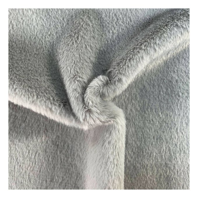 Silver Polyester Fur Pile Fabric by the Metre | Hobbycraft