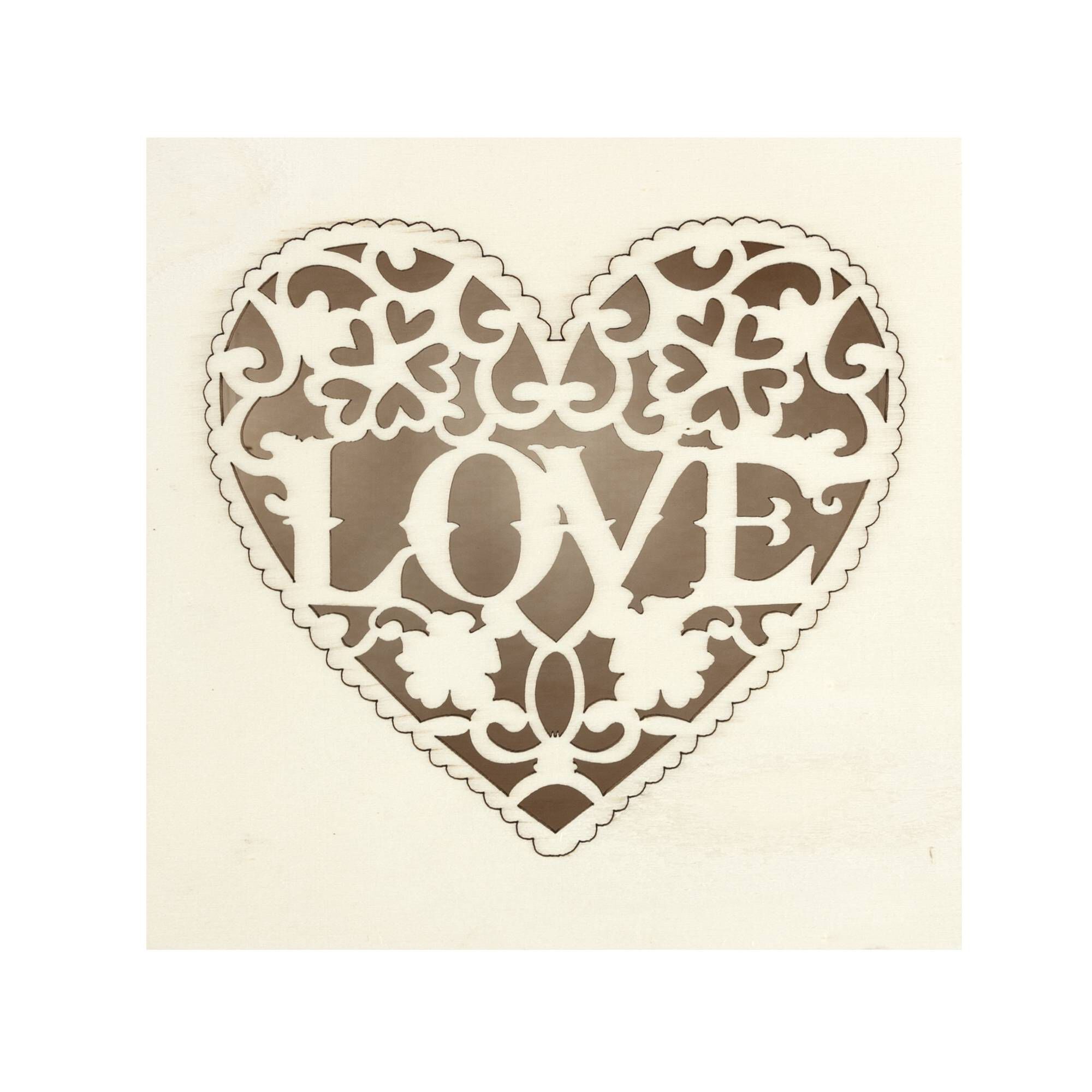 Love Heart Filigree Wooden Box 14cm x 14cm x 5cm | Hobbycraft