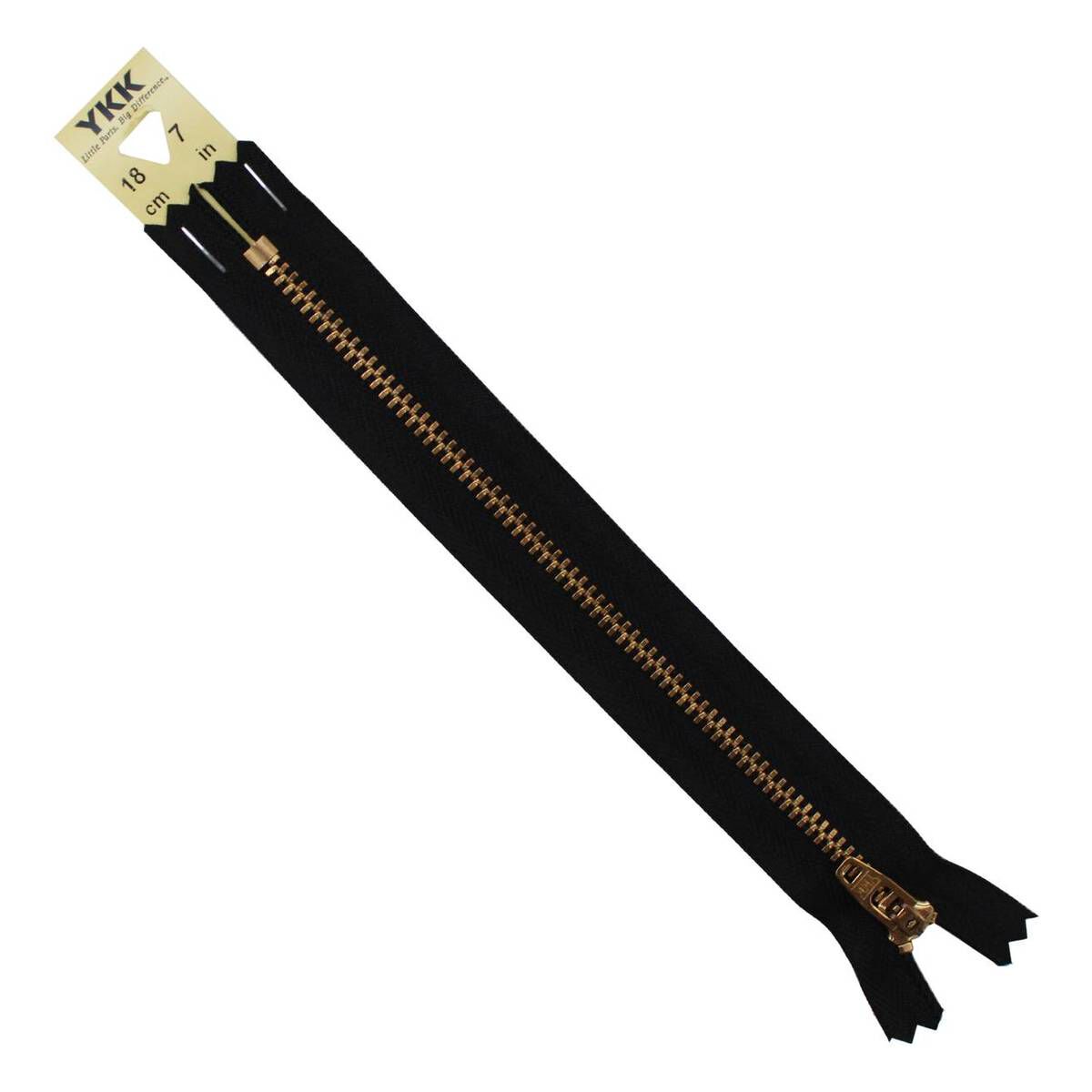 YKK Black Brass Jeans Zip 18cm | Hobbycraft