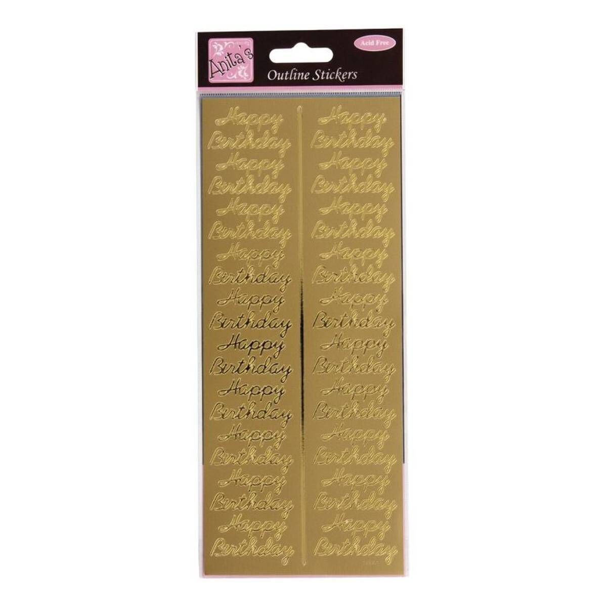 Outline Stickers Birthday Repeated Gold | Hobbycraft
