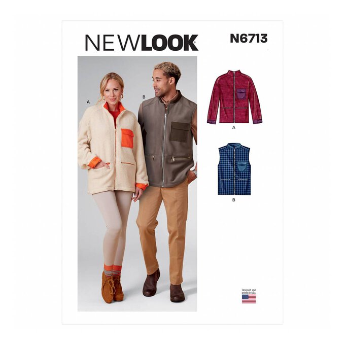 New Look Unisex Zip Jacket Sewing Pattern 6713 (XS-XL) | Hobbycraft