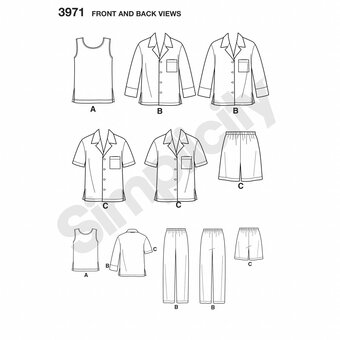 Simplicity Unisex Pyjamas Sewing Pattern 3971 (XL to XXL) | Hobbycraft