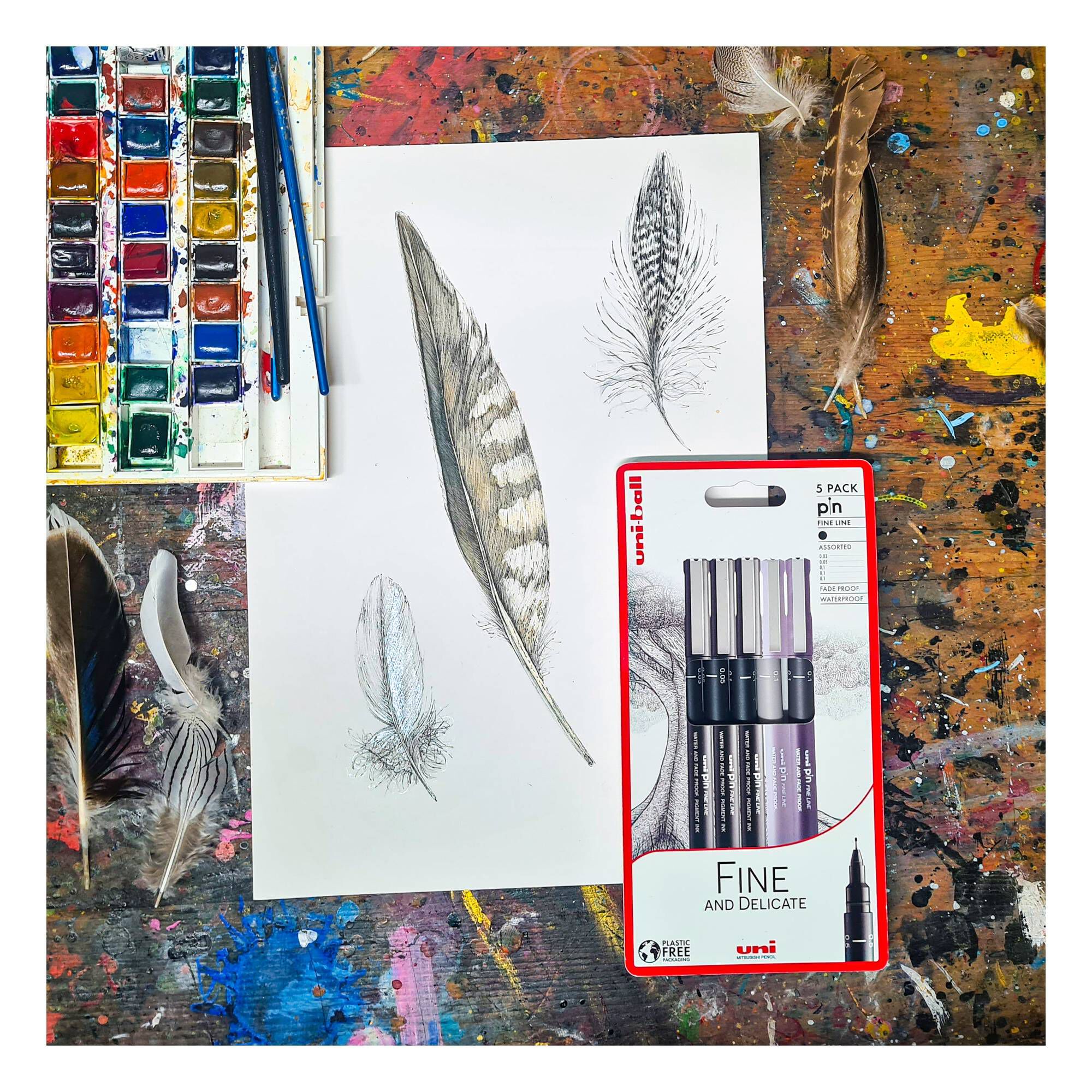 Uni-ball PIN Fine and Delicate Fineliners 5 Pack | Hobbycraft