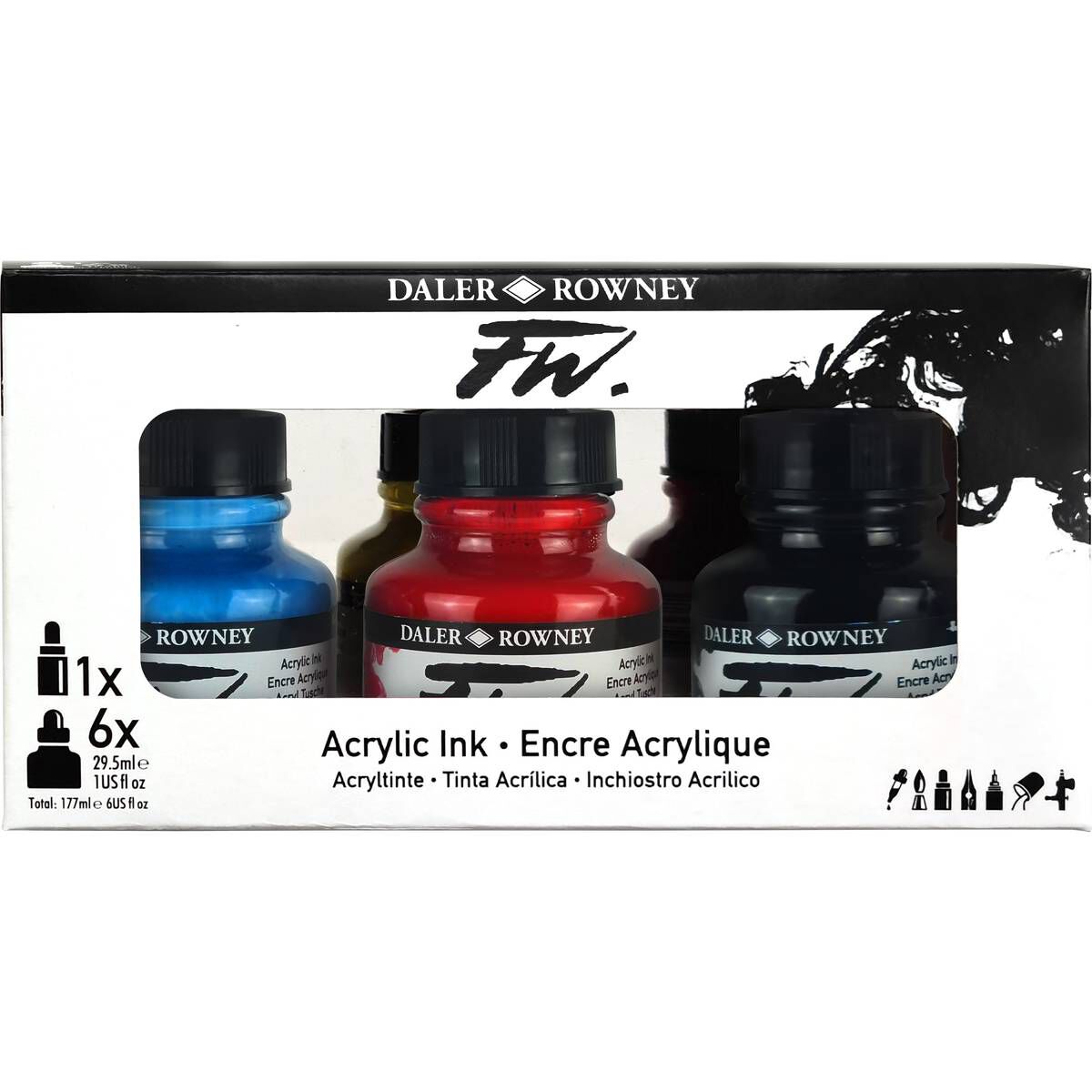 Daler-Rowney FW Primary Acrylic Ink 29.5ml 6 Pack | Hobbycraft