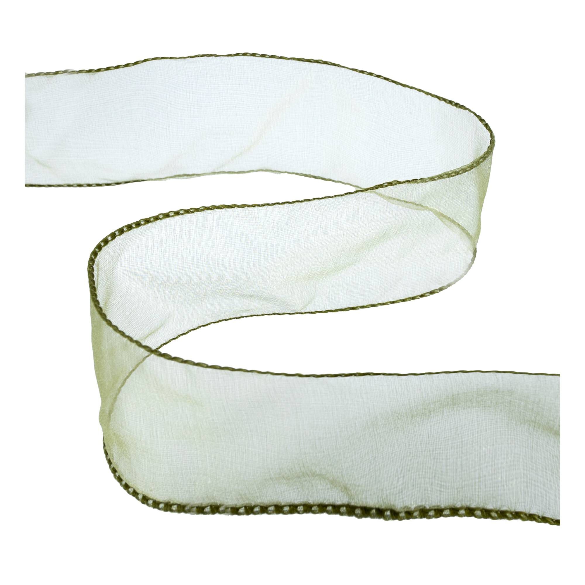 Green Wire Edge Organza Ribbon 63mm x 3m | Hobbycraft