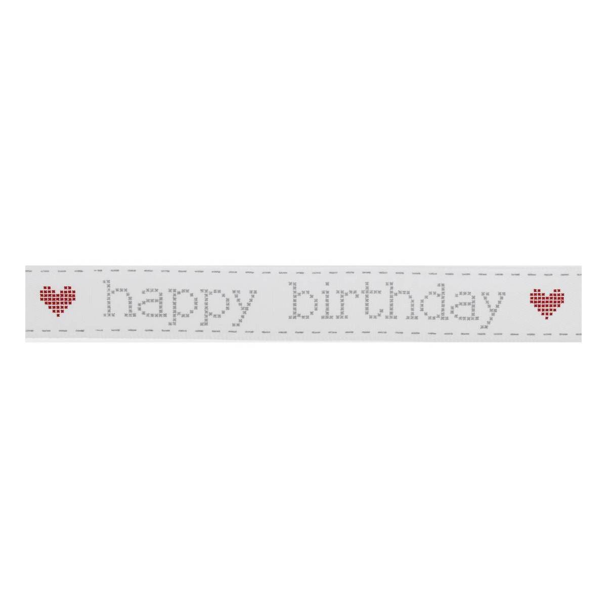 Red and Grey Happy Birthday Satin Ribbon 16mm x 4m | Hobbycraft
