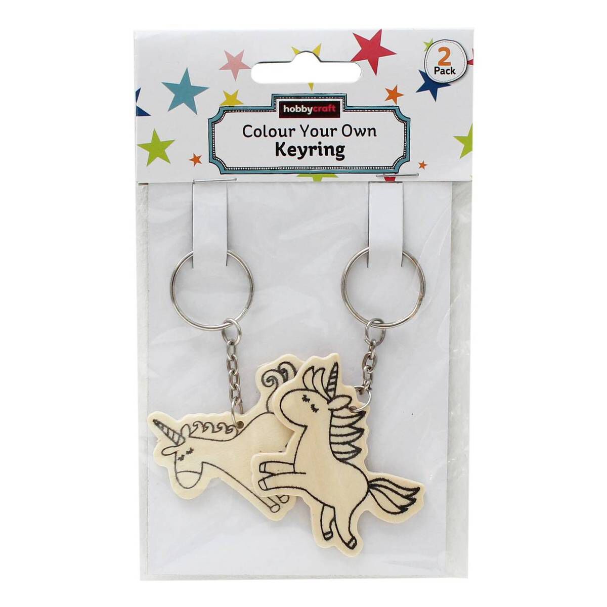 Colour Your Own Unicorn Wooden Keyring 2 Pack | Hobbycraft
