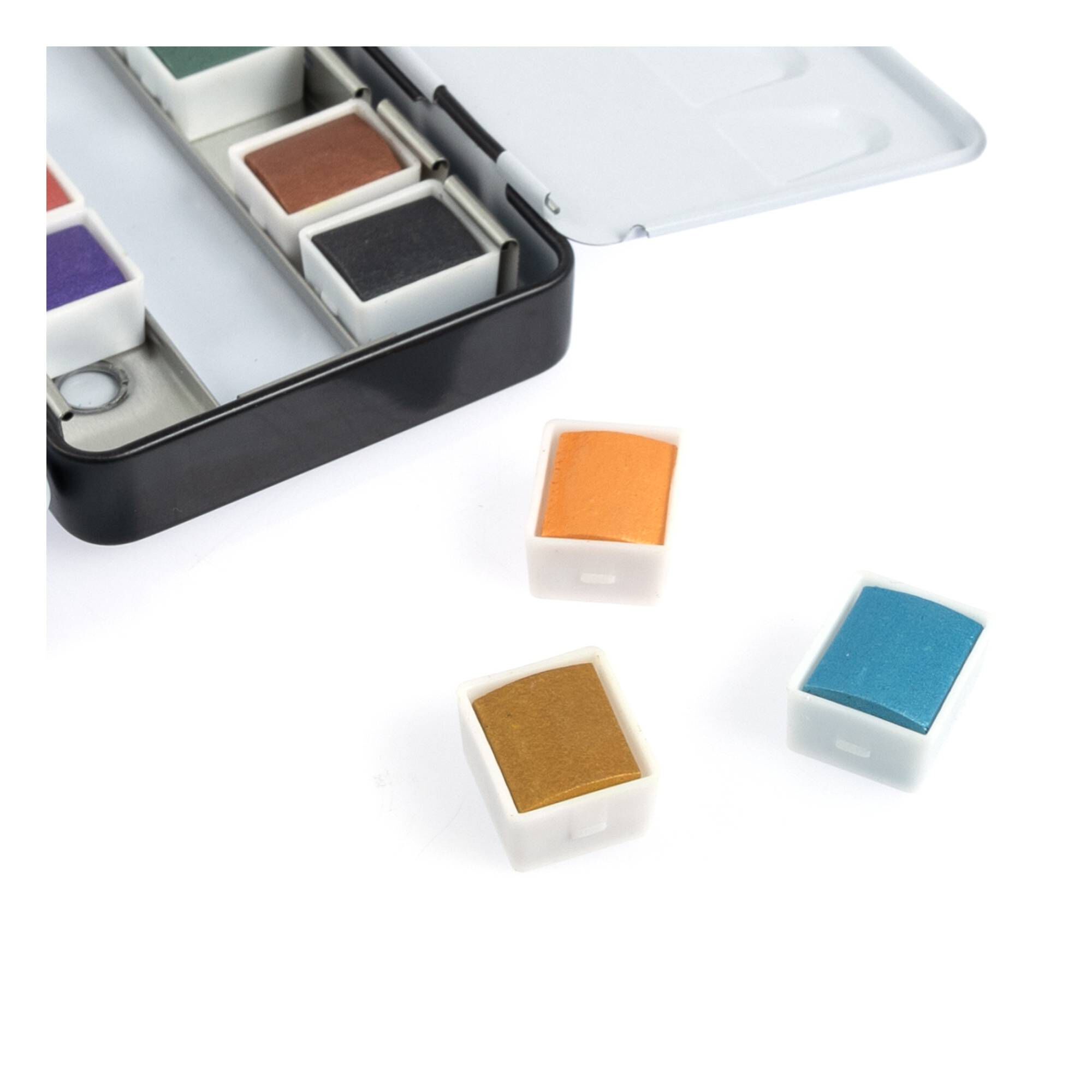 Shore & Marsh Metallic Half Pans Watercolour Set 12 Pack | Hobbycraft