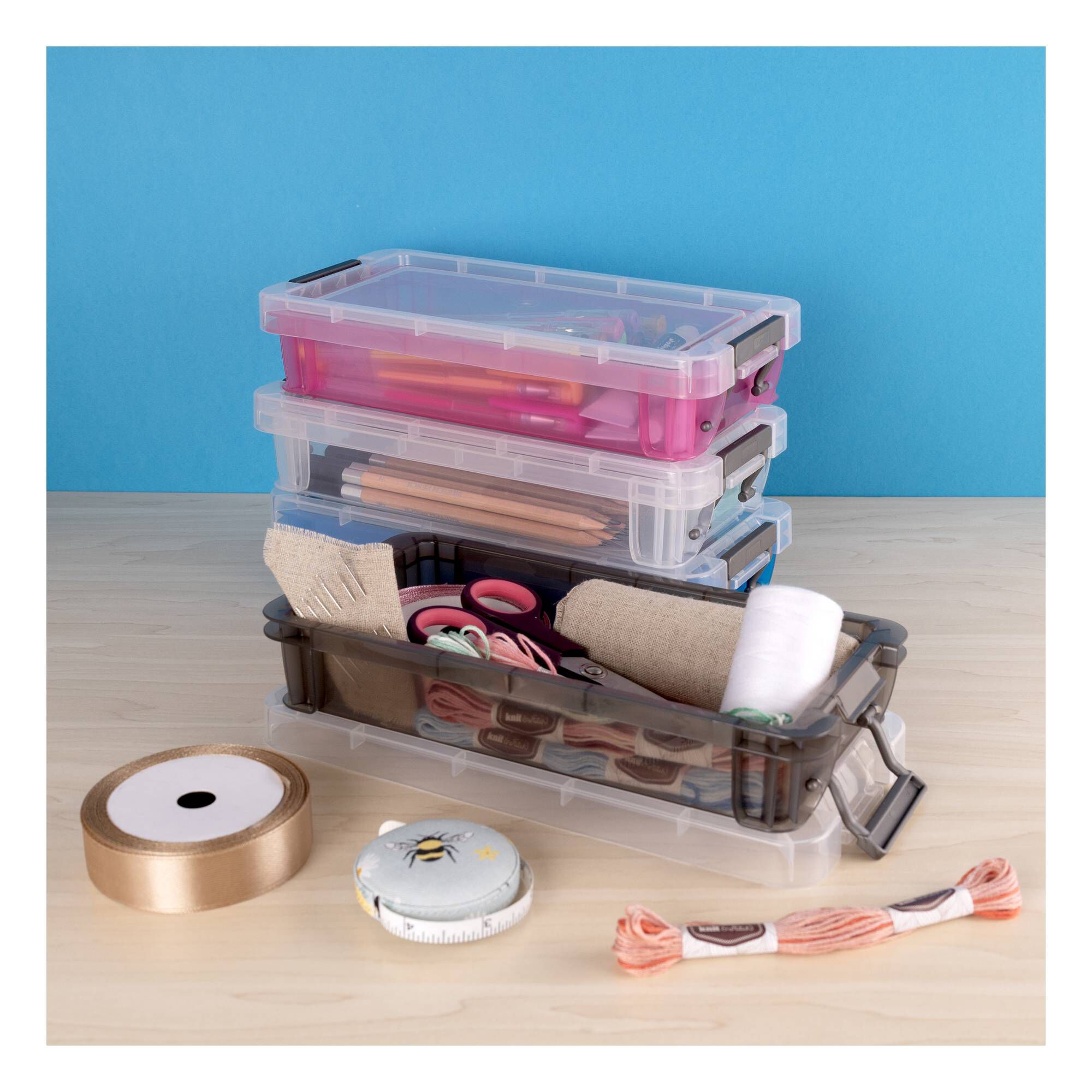 Whitefurze Allstore 0.75 Litre Transparent Grey Storage Box | Hobbycraft