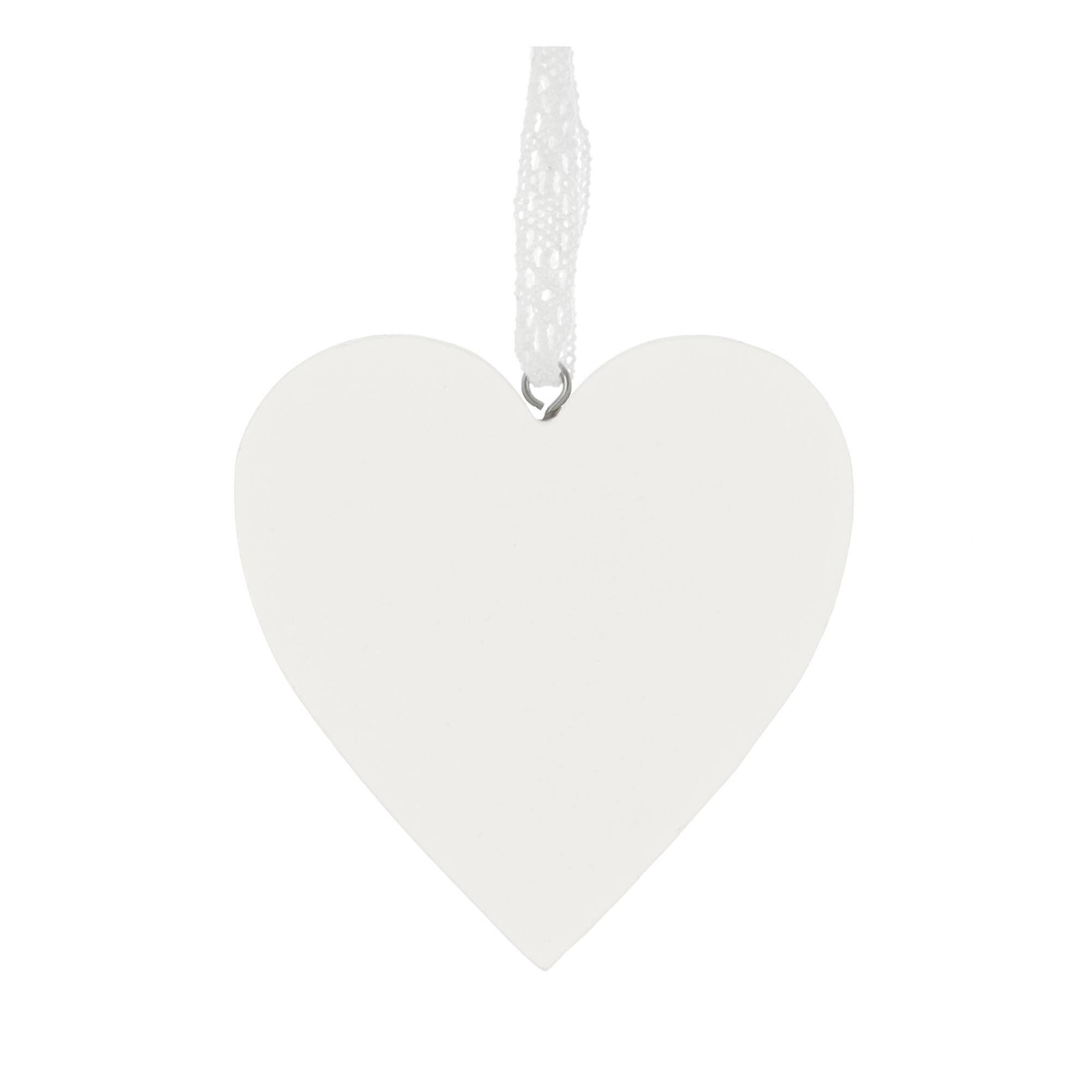 White Wooden Heart Decoration 10cm | Hobbycraft