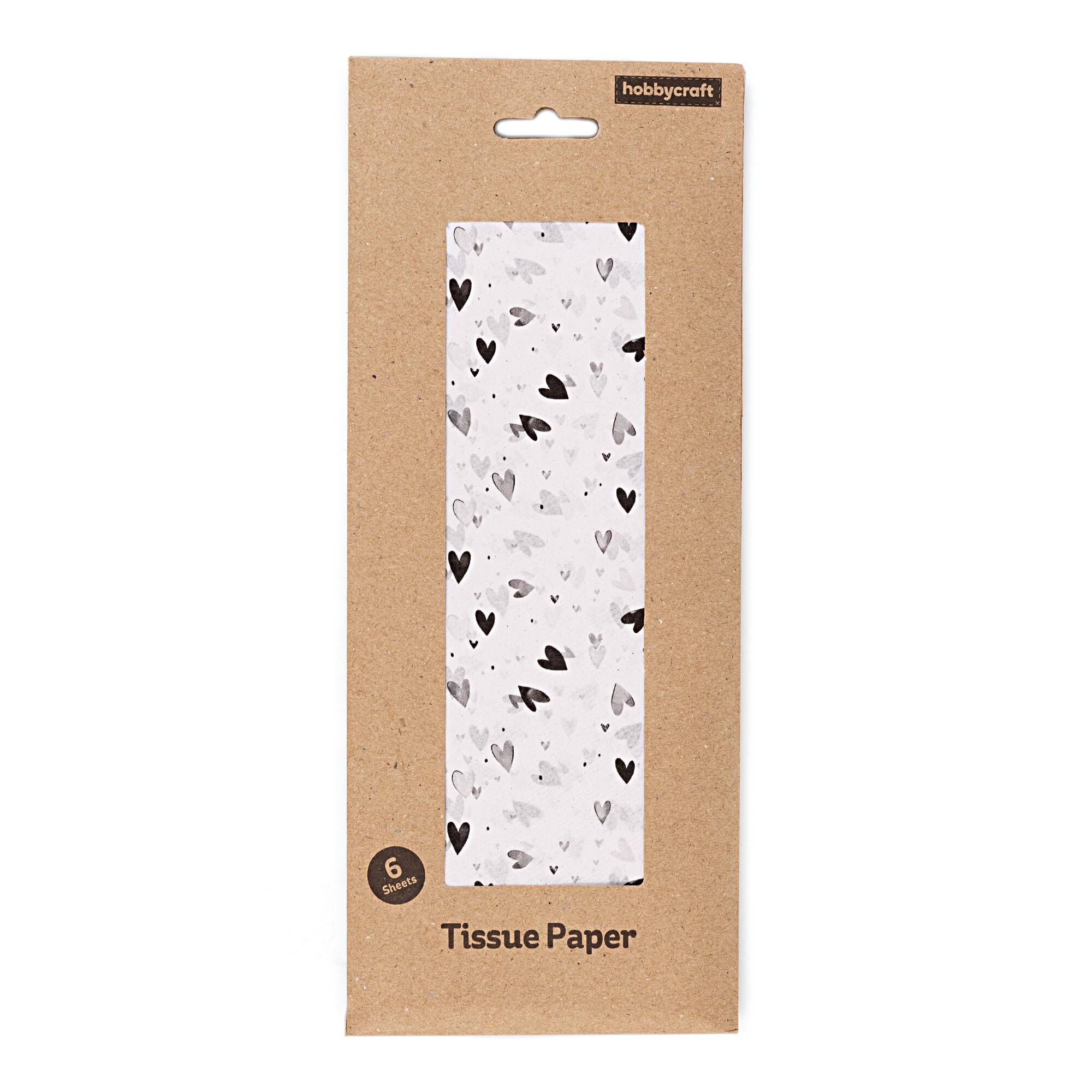 Grey Heart Printed Tissue Paper 50cm x 75cm 6 Pack | Hobbycraft