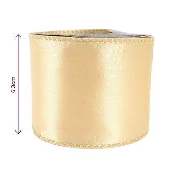 Light Gold Wire Edge Satin Ribbon 63mm x 3m | Hobbycraft