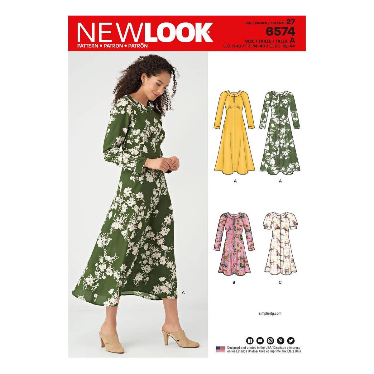 New Look Women's Dress Sewing Pattern 6574 | Hobbycraft