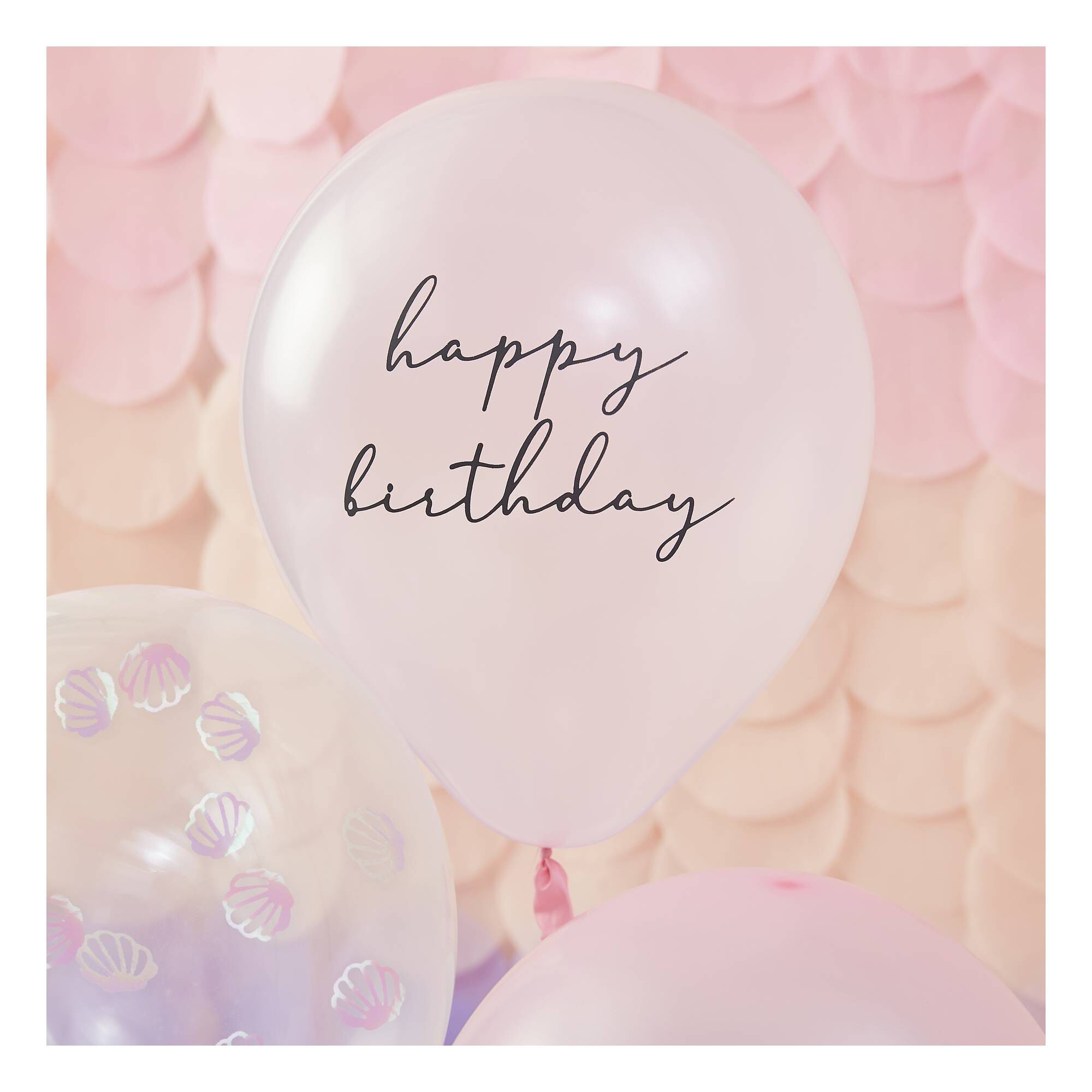 Ginger Ray Pink and Shell Confetti Balloons 5 Pack | Hobbycraft