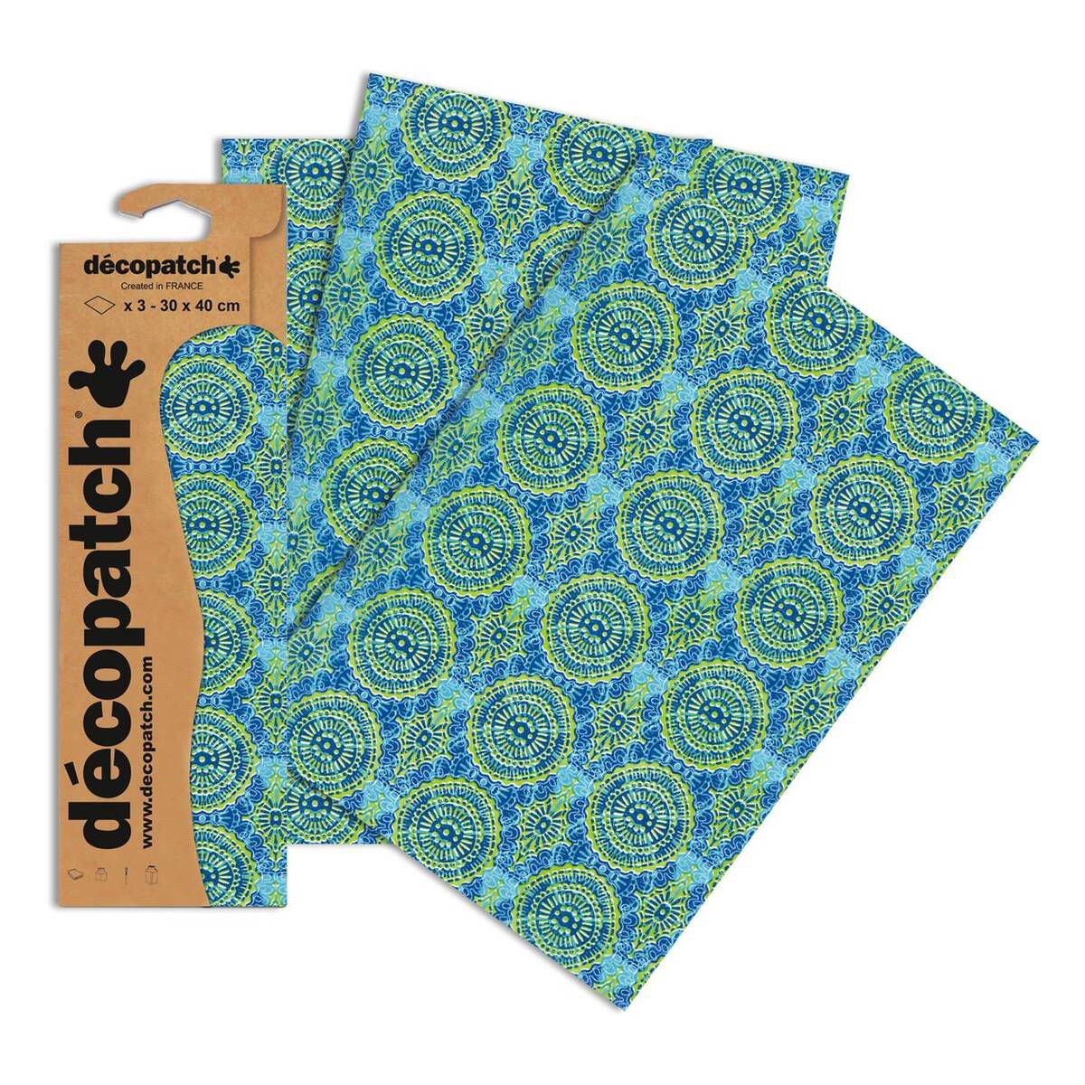Decopatch Blue and Green Mosaic Paper 3 Sheets | Hobbycraft