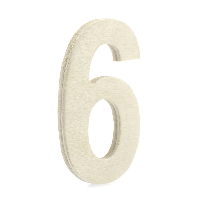 Small Wooden Number 6 6.5cm | Hobbycraft