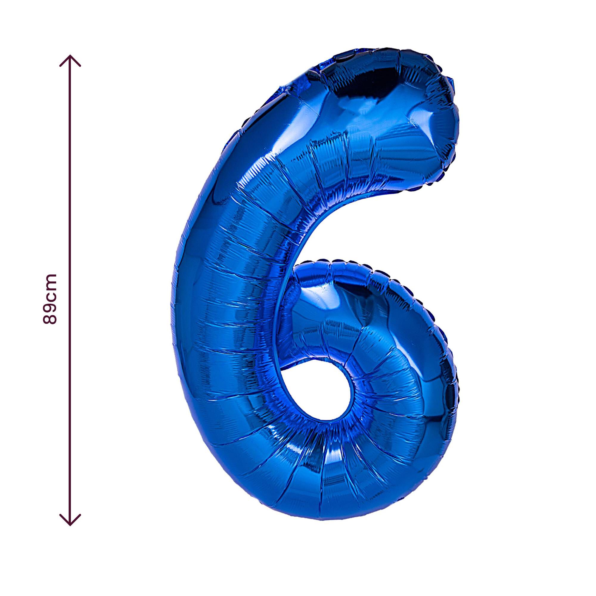 Extra Large Blue Foil Number 6 Balloon | Hobbycraft
