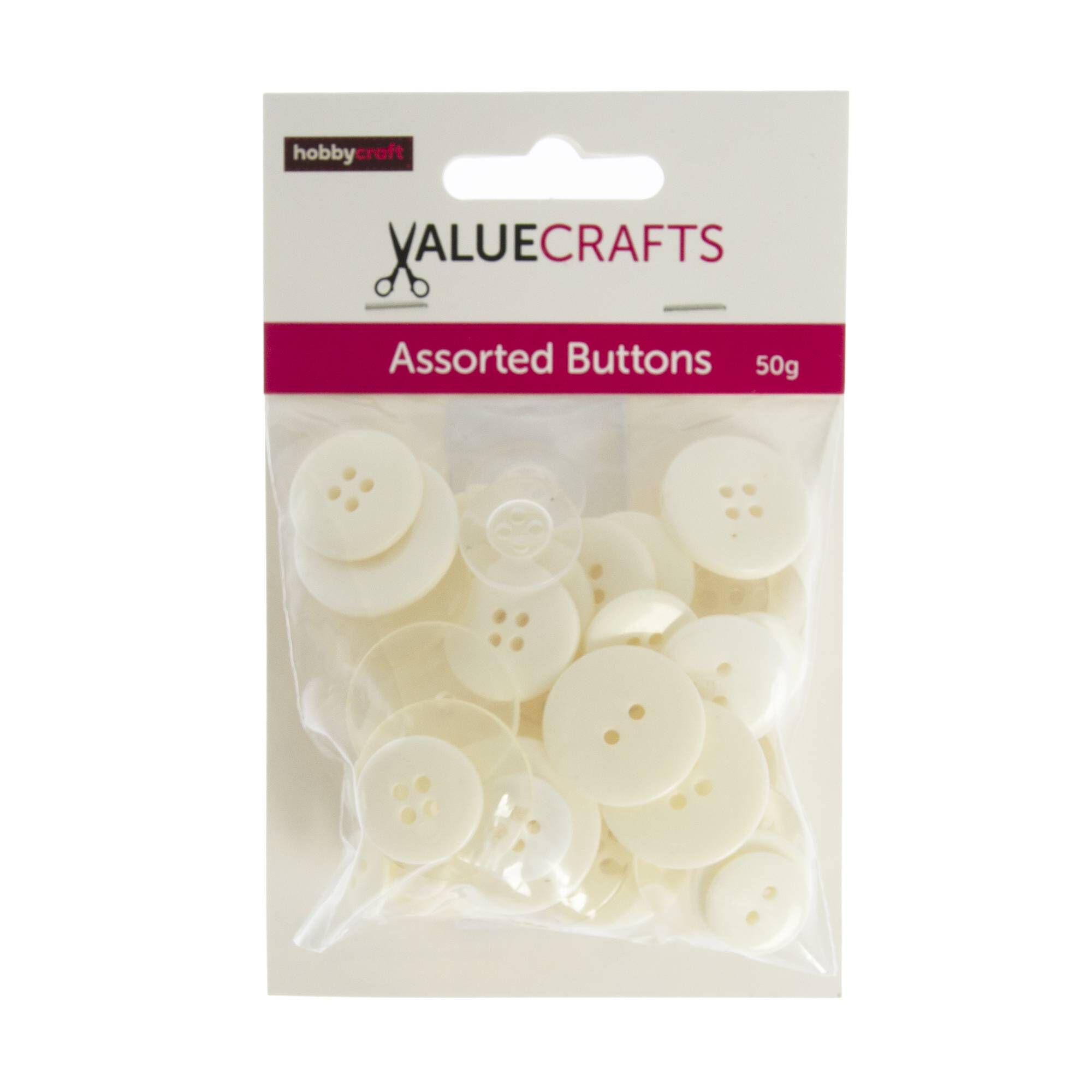 White Buttons Pack 50g | Hobbycraft