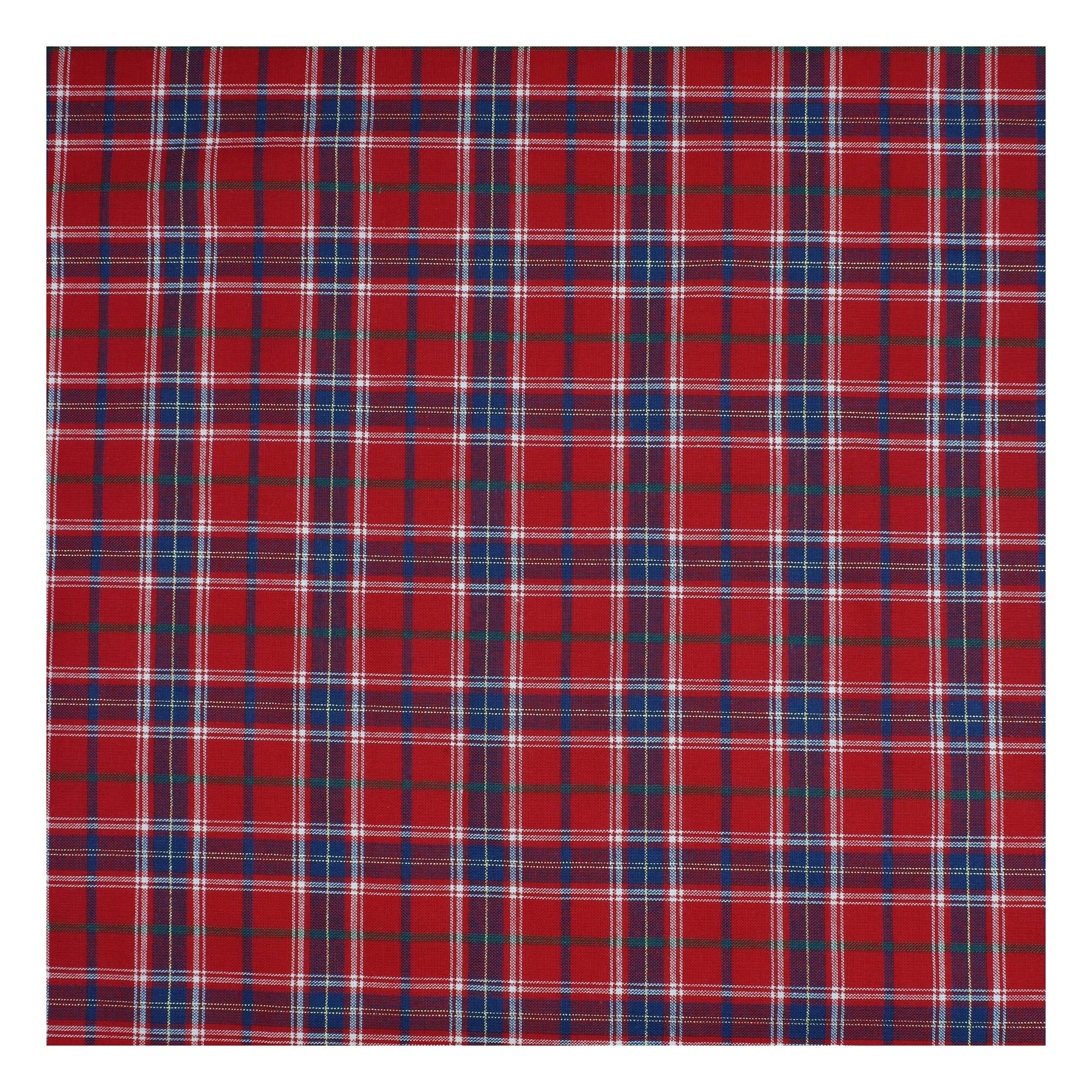 Red and Green Check Tartan Cotton Fabric by the Metre | Hobbycraft