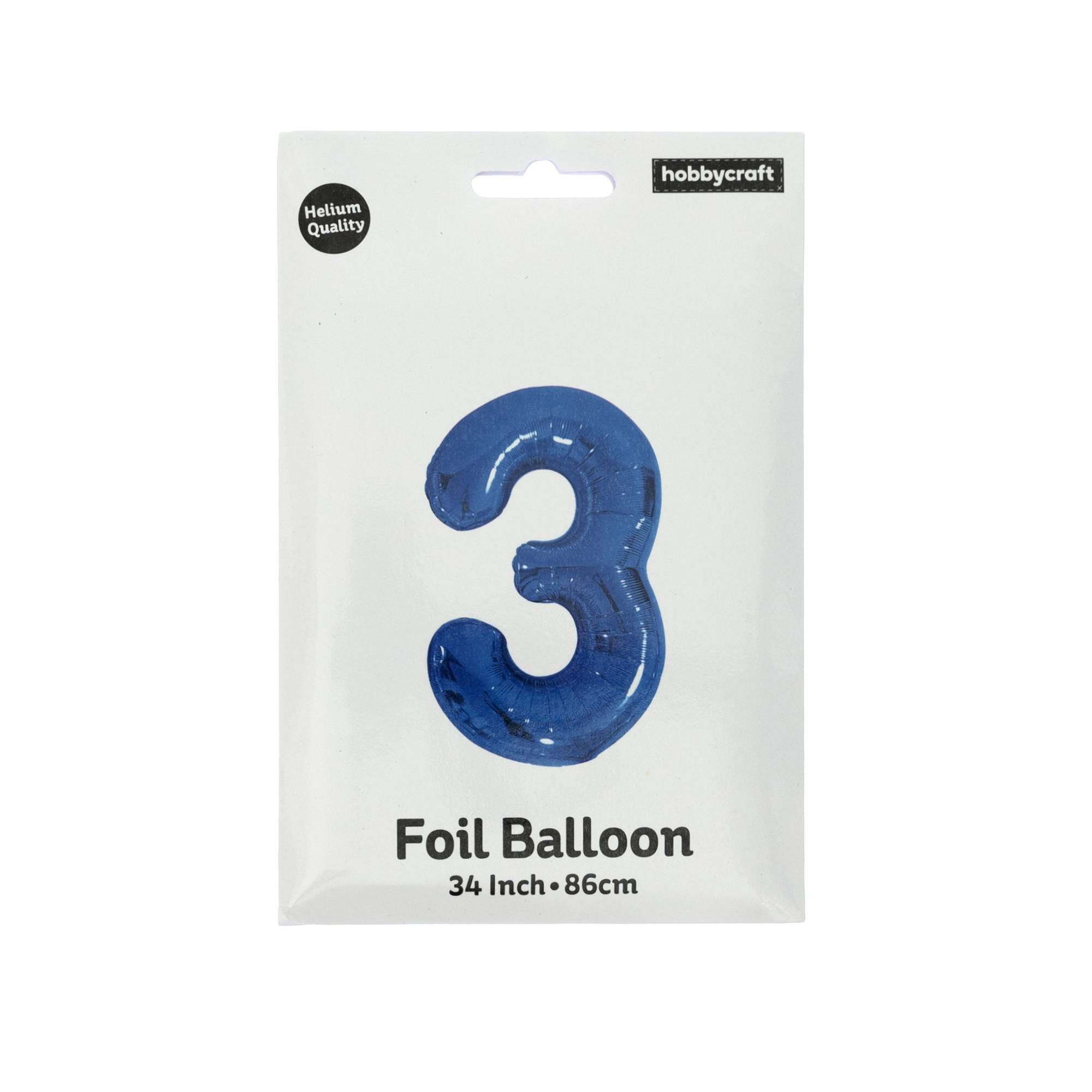 Extra Large Blue Foil Number 3 Balloon | Hobbycraft