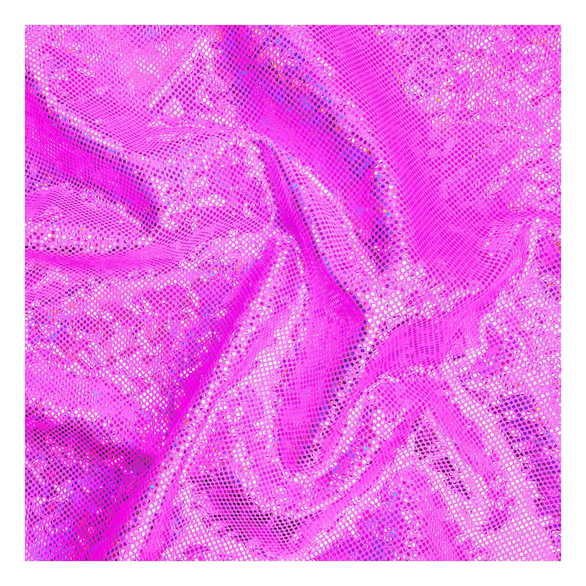 Fluorescent Pink Holo Foil Nylon Spandex Fabric by the Metre | Hobbycraft