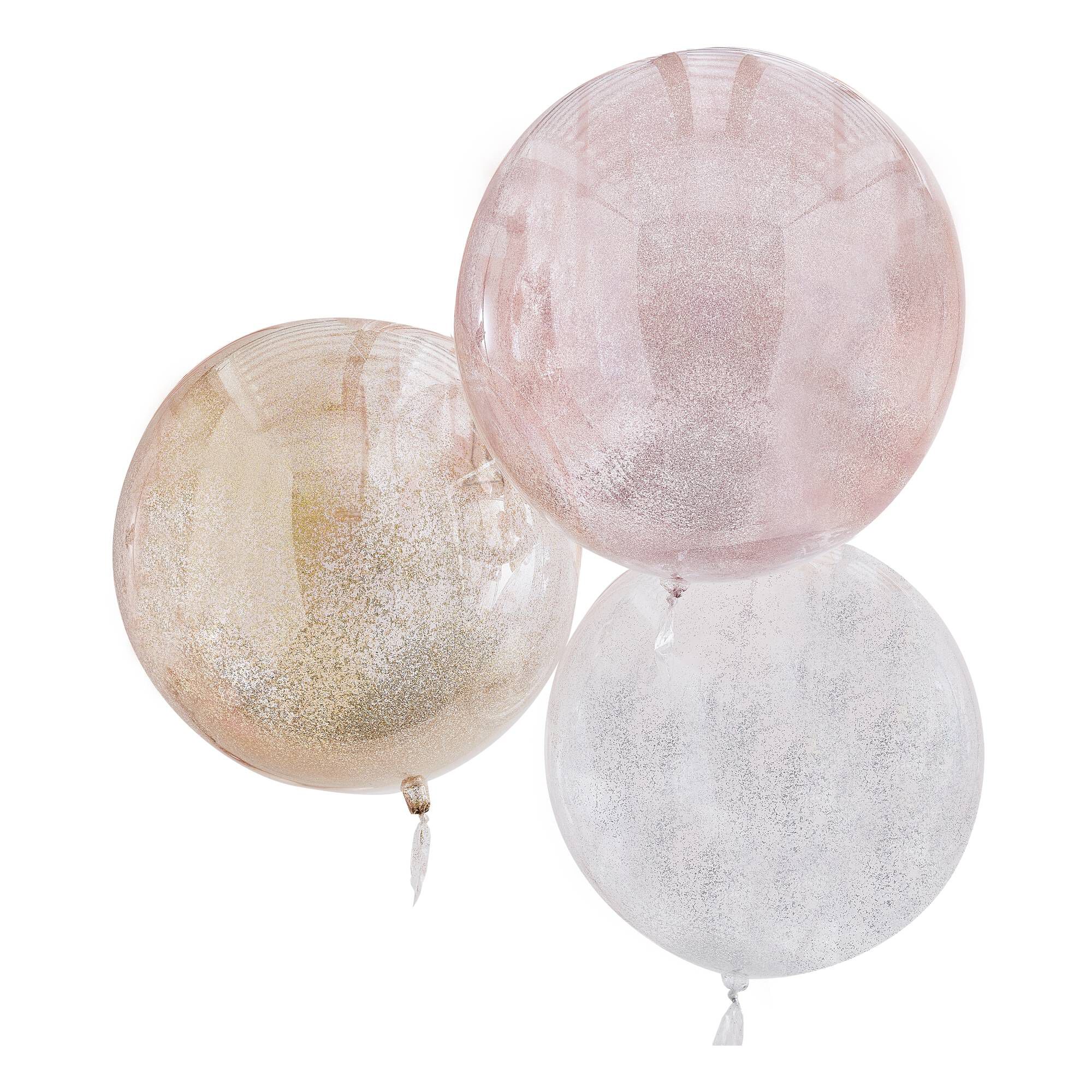 Ginger Ray Metallic Glitter Orb Balloons 3 Pack | Hobbycraft