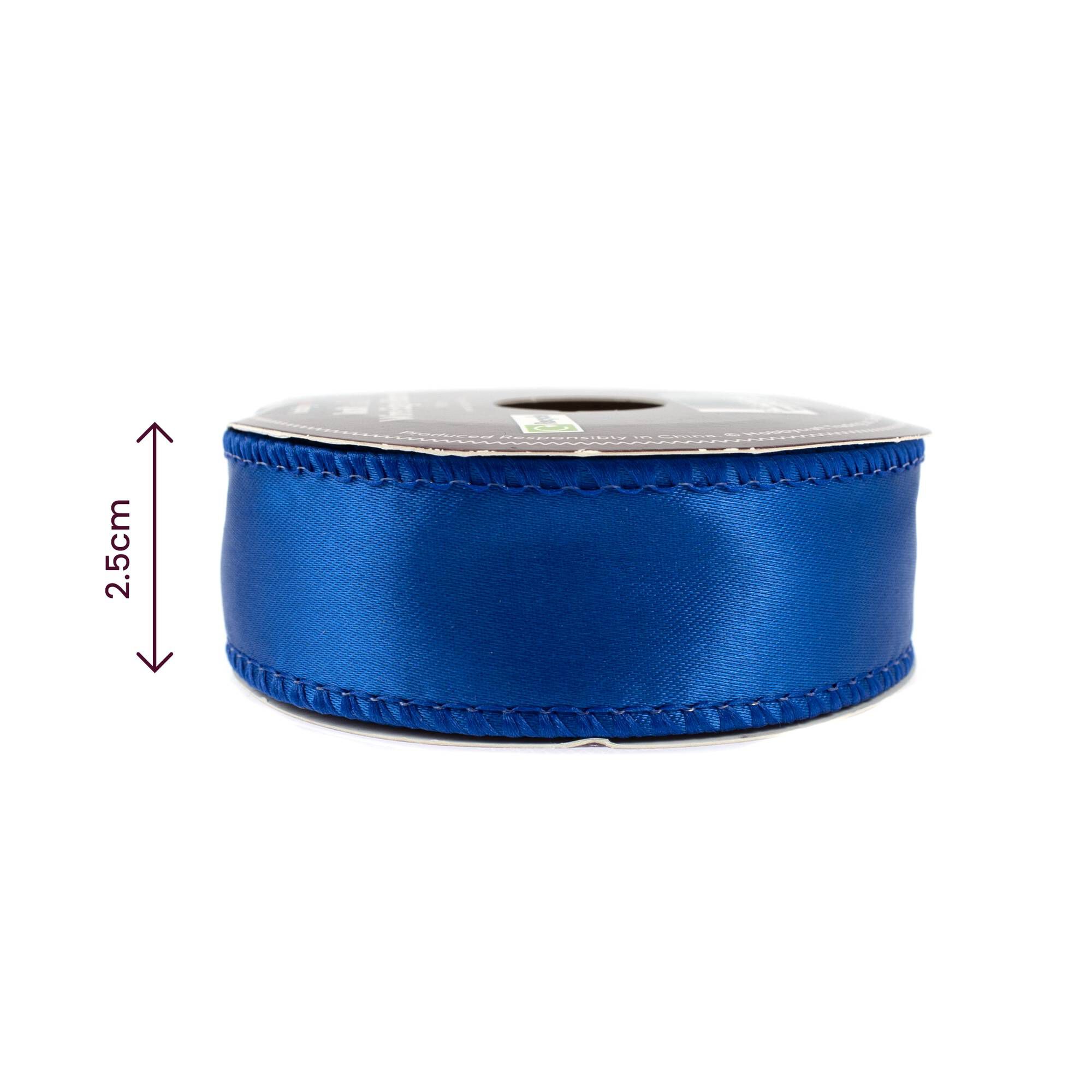 Royal Blue Wire Edge Satin Ribbon 25mm x 3m | Hobbycraft