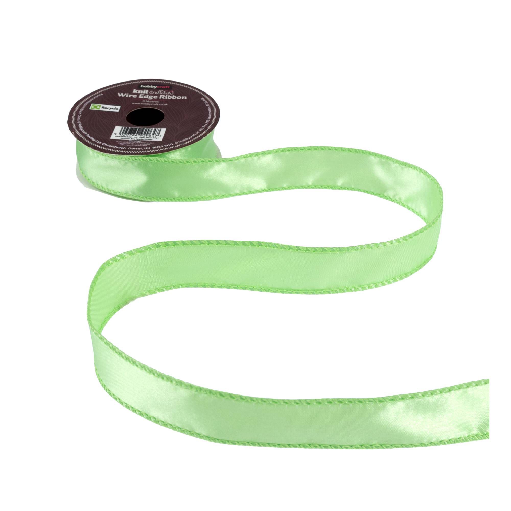 Apple Wire Edge Satin Ribbon 25mm x 3m | Hobbycraft