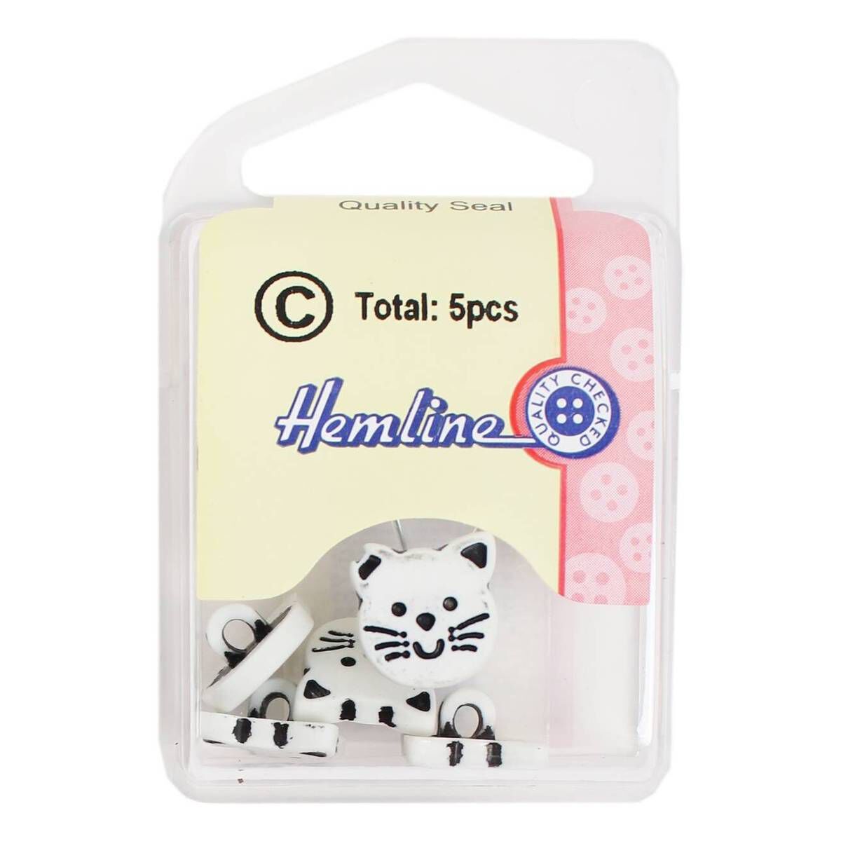 Hemline White Novelty Cat Button 5 Pack | Hobbycraft