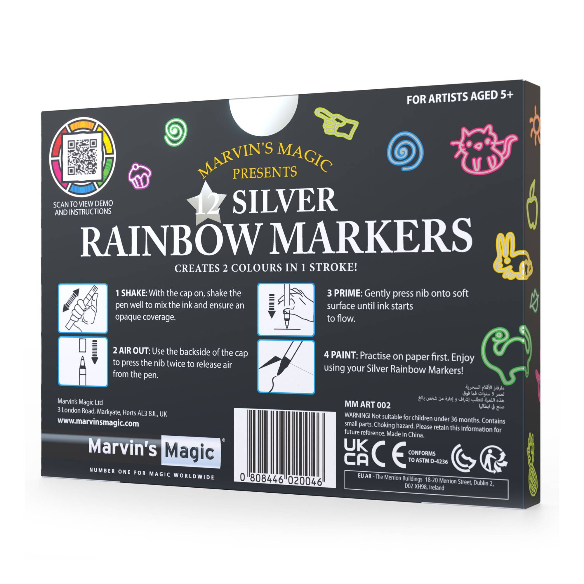 Marvin’s Magic Silver Rainbow Markers 12 Pack | Hobbycraft