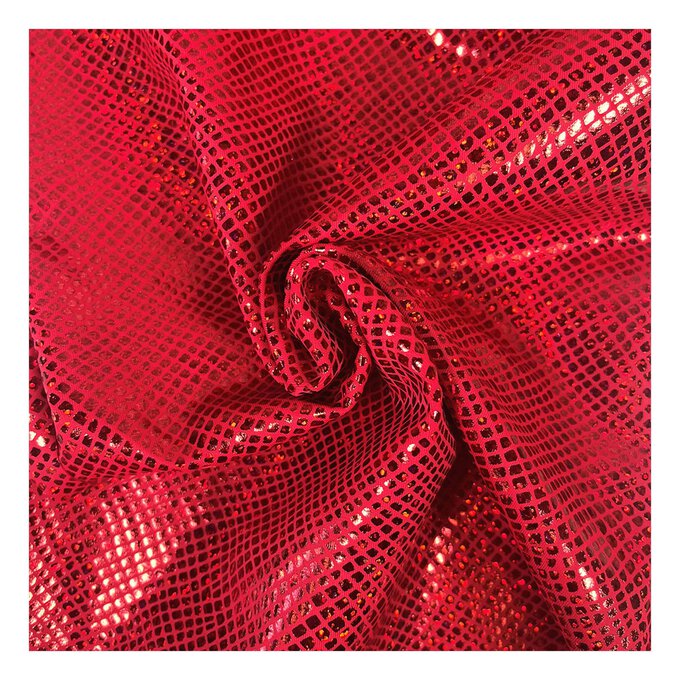 Red Anaconda Holo Foil Poly Spandex Fabric by the Metre | Hobbycraft